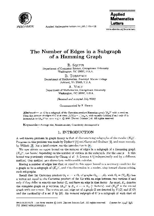 (PDF) The number of edges in a subgraph of a Hamming graph