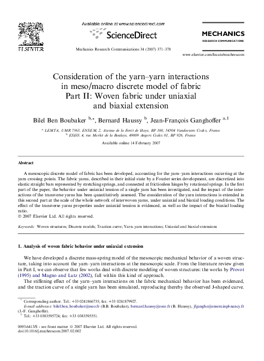 (PDF) Consideration of the yarn–yarn interactions in meso/macro ...