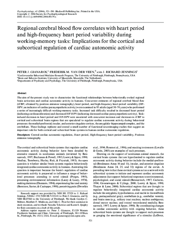 (PDF) Regional cerebral blood flow correlates with heart period and ...