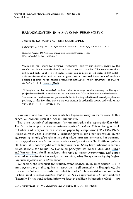 (PDF) Randomization in a bayesian perspective