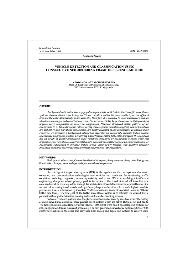 Pdf Detection And Classification Of Vehicles From A Video Using Time Spatial Image