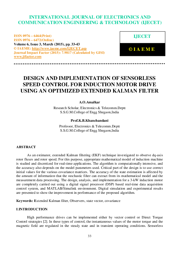 Pdf Design And Implementation Of Sensorless Speed Control For 8801