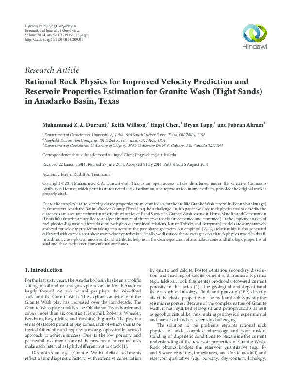 (PDF) Rational Rock Physics for Improved Velocity Prediction and Reservoir Properties Estimation ...