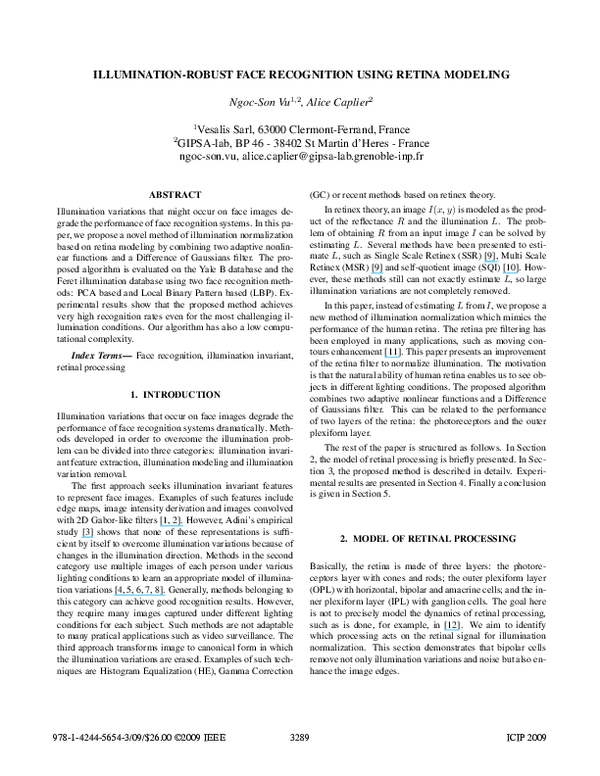 Pdf Illumination Robust Face Recognition Using Retina Modeling
