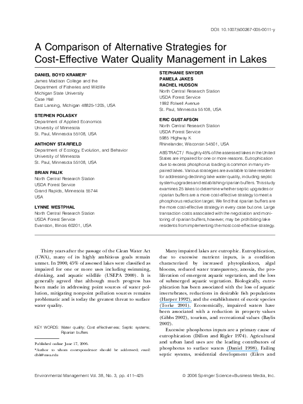 (PDF) A Comparison of Alternative Strategies for Cost-Effective Water ...