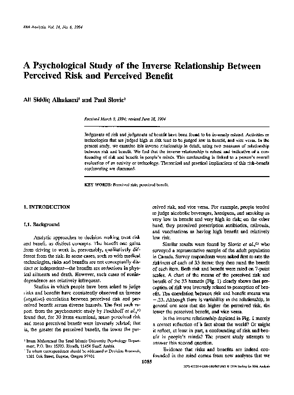 (PDF) A Psychological Study of the Inverse Relationship Between ...