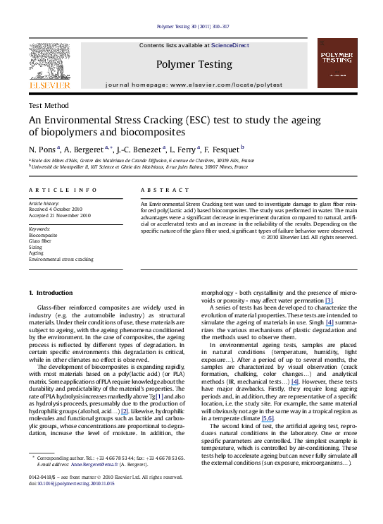 (PDF) An Environmental Stress Cracking (ESC) test to study the ageing ...
