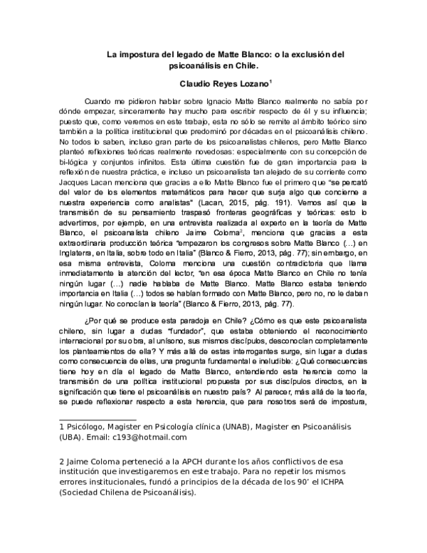 (DOC) La impostura del legado de Matte Blanco: o la exclusión del ...