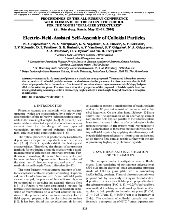 (PDF) Electric-field-assisted self-assembly of colloidal particles | Andrei Eliseev and Irina ...