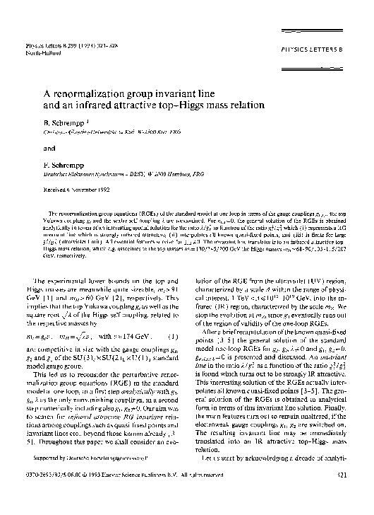 (PDF) A renormalization group invariant line and an infrared attractive top-Higgs mass relation