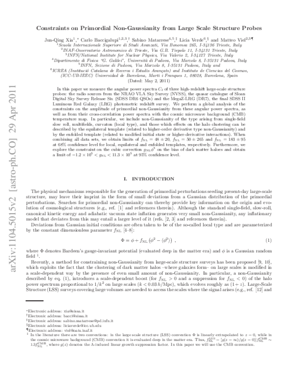 Pdf Constraints On Primordial Non Gaussianity From Large Scale Structure Probes