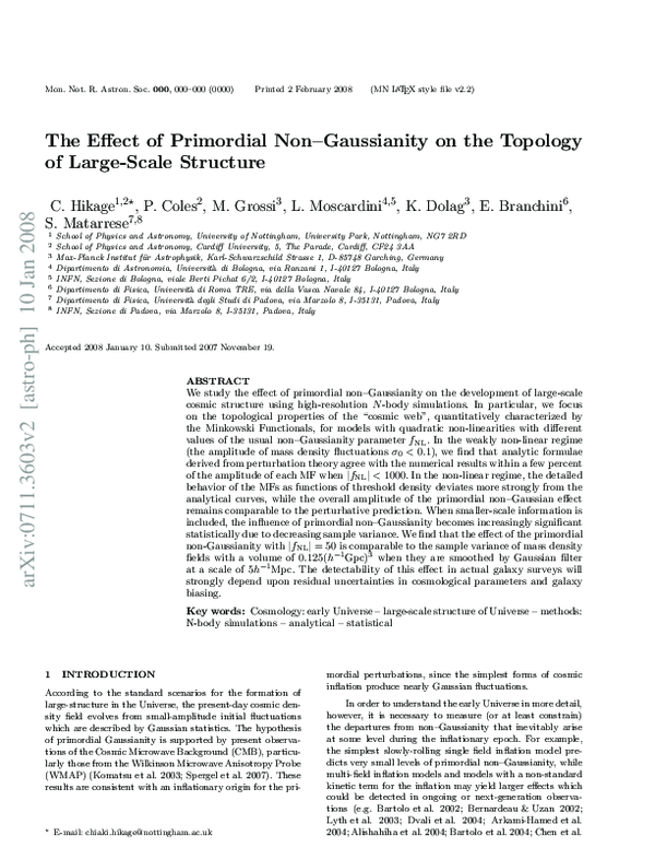 The effect of primordial non-Gaussianity on the topology of large-scale ...