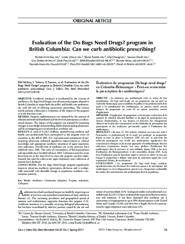 (PDF) Evaluation of the Do Bugs Need Drugs? program in British Columbia ...