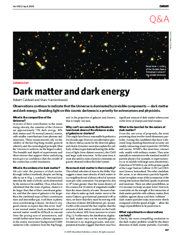 (PDF) Cosmology: Dark matter and dark energy