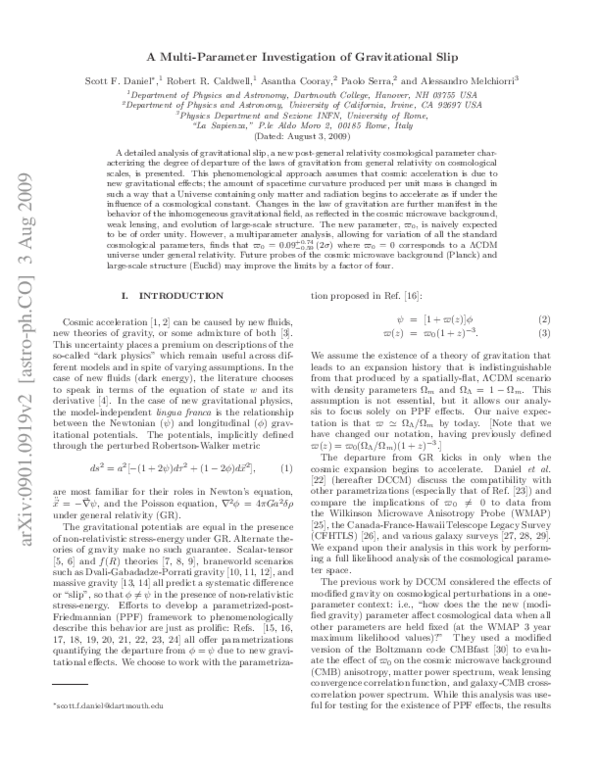 (PDF) Multiparameter investigation of gravitational slip