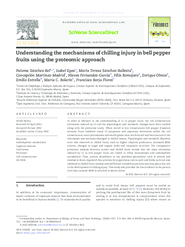 Understanding the mechanisms of chilling injury in bell pepper fruits ...