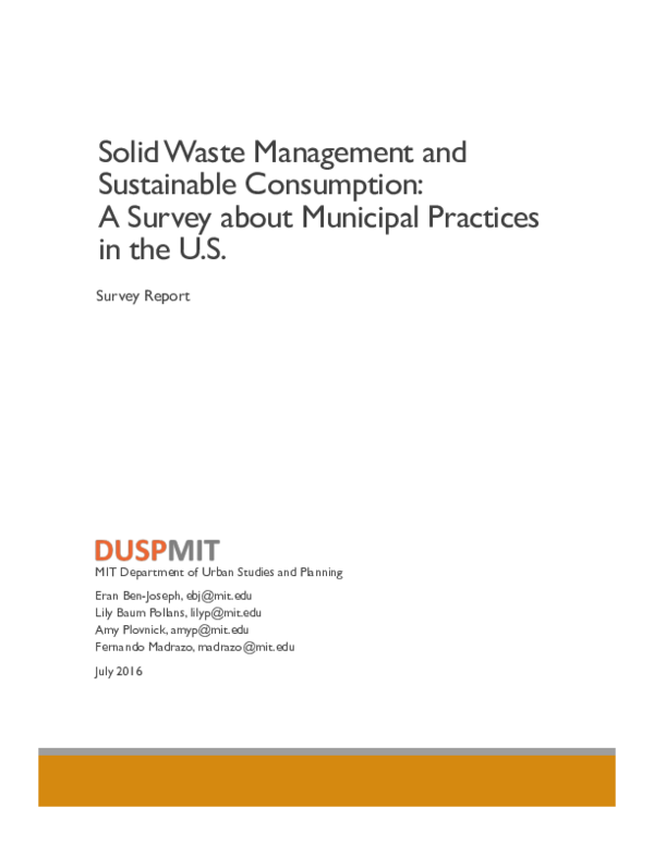 (PDF) Solid Waste Management and Sustainable Consumption: A Survey ...