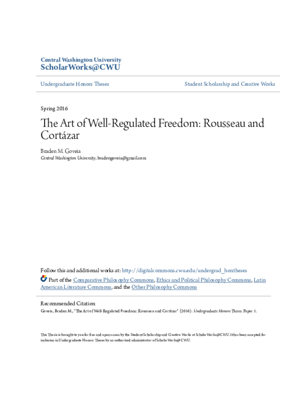 (PDF) The Art of Well-Regulated Freedom: Rousseau and Cortázar