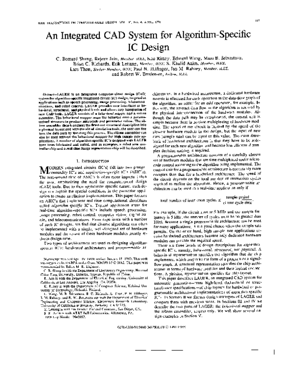 Pdf An Integrated Cad System For Algorithm Specific Ic Design
