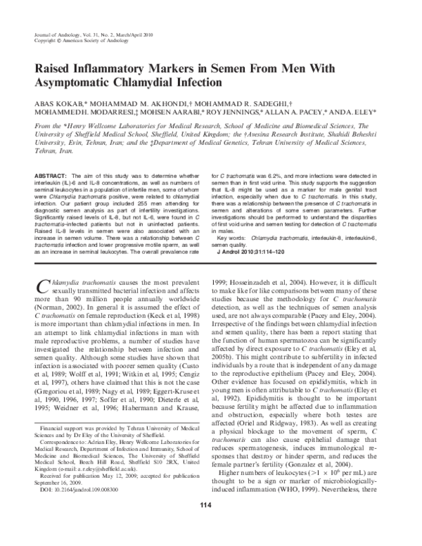 (PDF) Raised Inflammatory Markers in Semen From Men With Asymptomatic ...