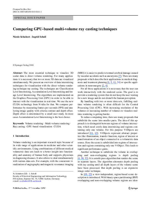 (PDF) Comparing GPU-based multi-volume ray casting techniques