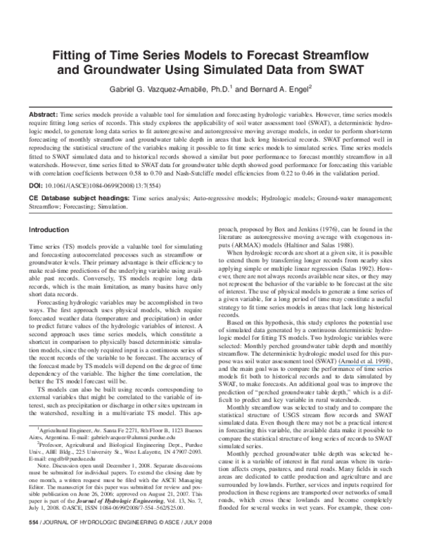 (PDF) Fitting of Time Series Models to Forecast Streamflow and Groundwater Using Simulated Data ...