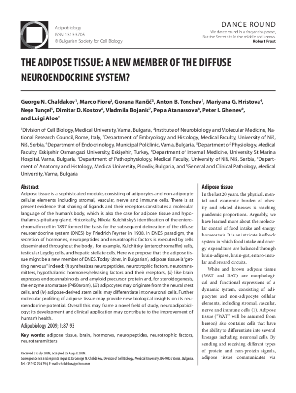 (PDF) THE ADIPOSE TISSUE: A NEW MEMBER OF THE DIFFUSE NEUROENDOCRINE SYSTEM