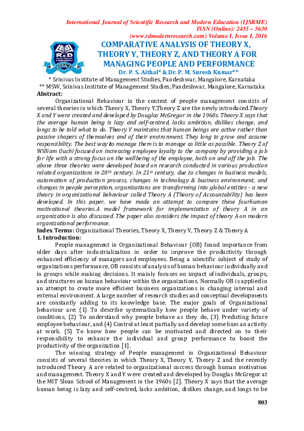 (PDF) COMPARATIVE ANALYSIS OF THEORY X, THEORY Y, THEORY Z, AND THEORY ...