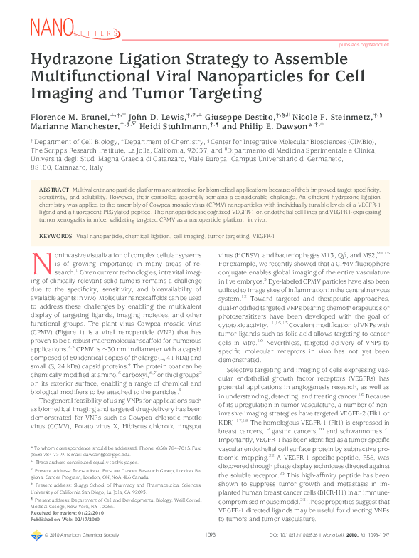 (PDF) Hydrazone Ligation Strategy to Assemble Multifunctional Viral ...