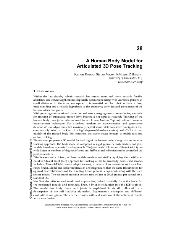 (PDF) A Human Body Model for Articulated 3D Pose Tracking