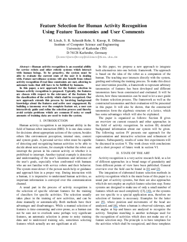 (PDF) Feature Selection for Human Activity Recognition Using Feature Taxonomies and User ...