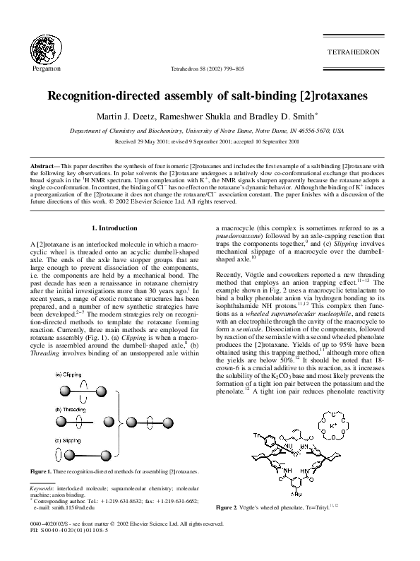 (PDF) Recognition-directed assembly of salt-binding [2]rotaxanes