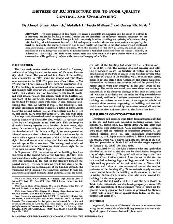 (PDF) Distress of RC Structure due to Poor Quality Control and Overloading