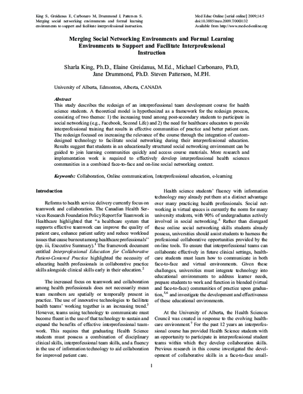 (PDF) Merging Social Networking Environments and Formal Learning ...
