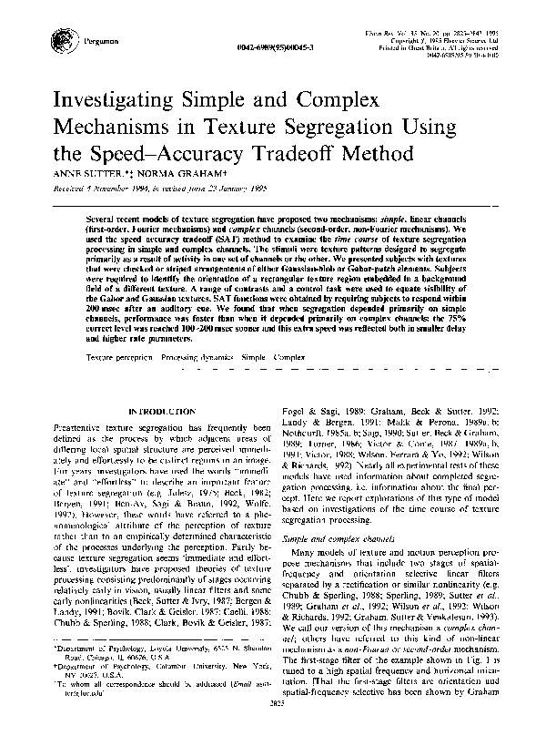 (PDF) Investigating simple and complex mechanisms in texture segregation using the speed ...