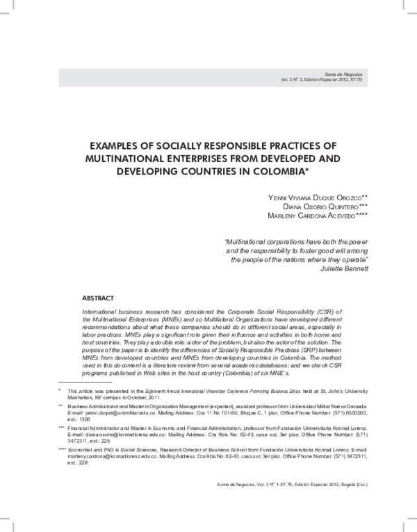 (PDF) Examples of socially responsible practices of multinational ...