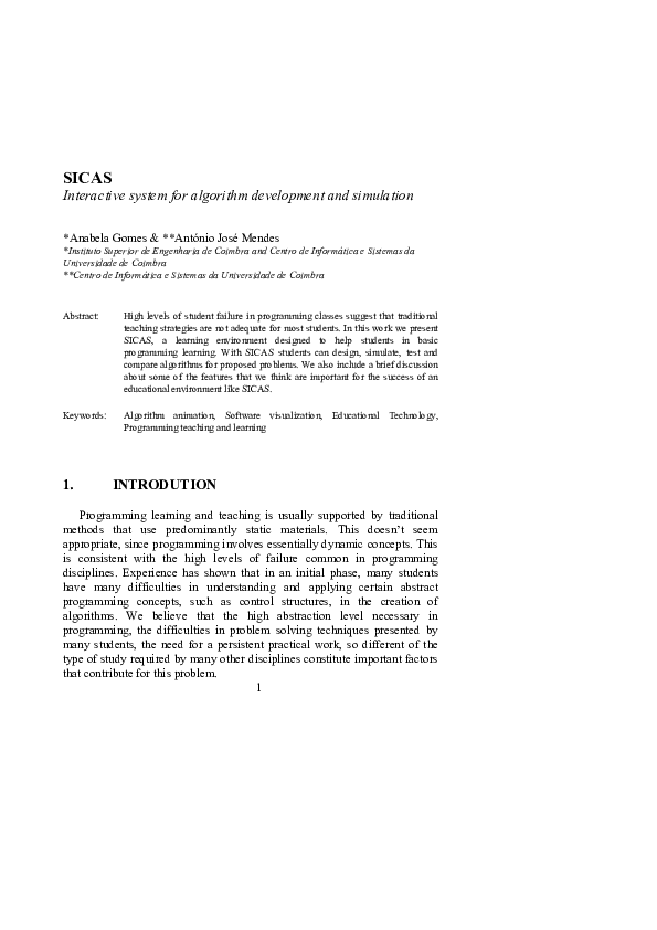 (PDF) SICAS. Interactive system for algorithm development and simulation