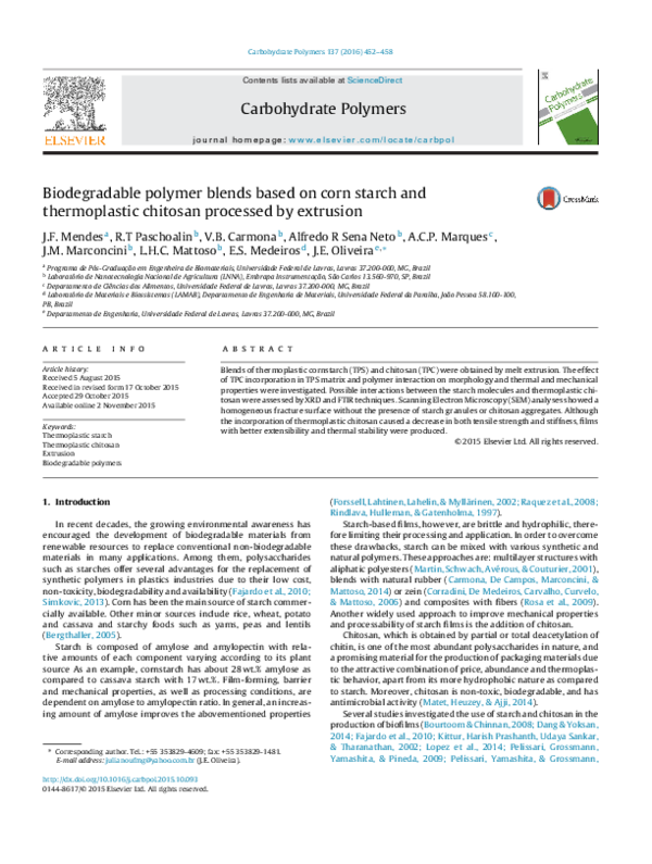 (PDF) Biodegradable polymer blends based on corn starch and ...
