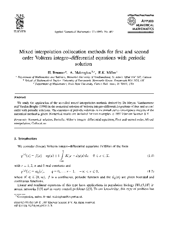 (PDF) Mixed Interpolation for Volterra Equations