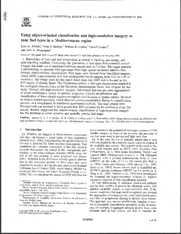 Pdf Using Object Oriented Classification And High Resolution Imagery