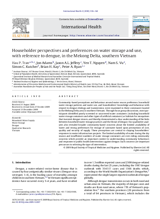 (PDF) Householder perspectives and preferences on water storage and use ...