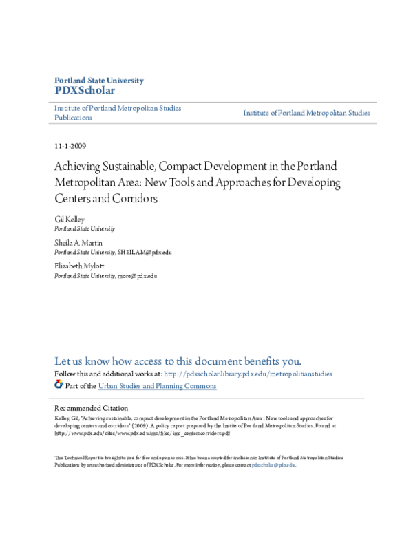 (PDF) Achieving sustainable, compact development in the Portland ...