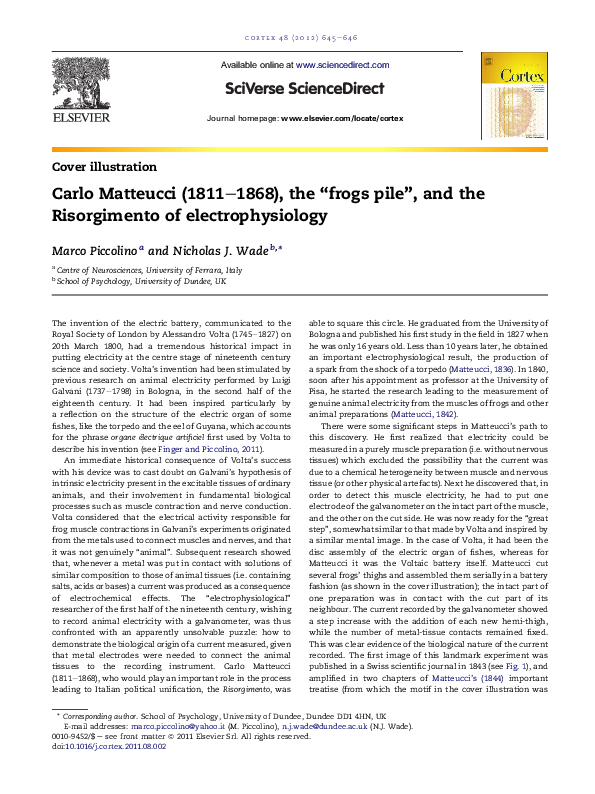 (PDF) Carlo Matteucci (1811–1868), the “frogs pile”, and the ...