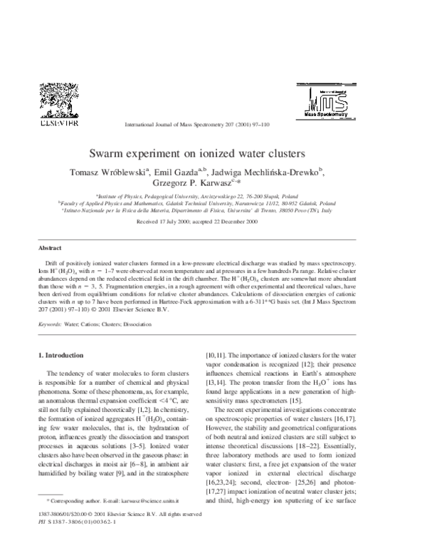 (PDF) Swarm experiment on ionized water clusters