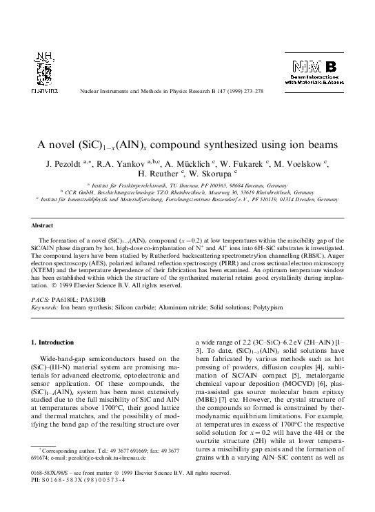 (PDF) A novel (SiC) 1− x (AlN) x compound synthesized using ion beams