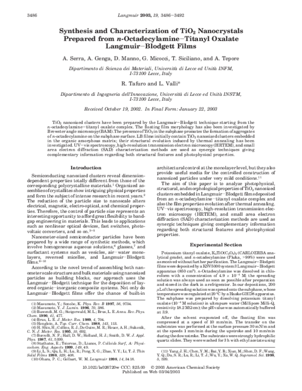 (PDF) Synthesis and characterization of TiO2 nanocrystals through sol ...