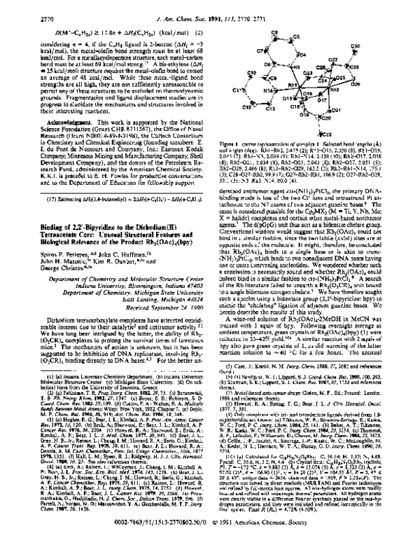 (PDF) Binding of 2,2'-bipyridine to the dirhodium(II) tetraacetate core ...