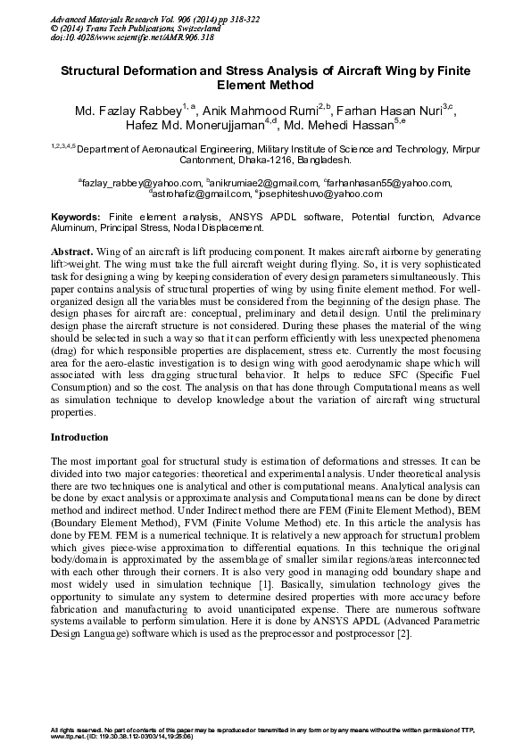 (PDF) STRUCTURAL DEFORMATION AND STRESS ANALYSIS OF AIRCRAFT WING BY ...