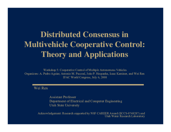 (PDF) Distributed Consensus in Multi-vehicle Cooperative Control ...