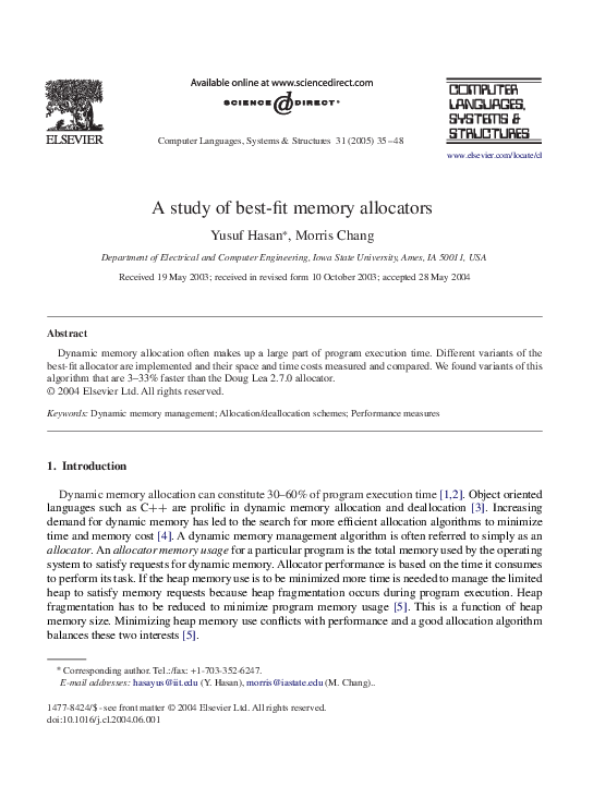 (PDF) A study of best-fit memory allocators